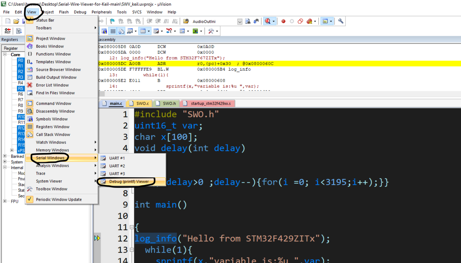 Retargeting printf: use Serial Wire Output (SWO) with printf – EmbeddedExpertIO