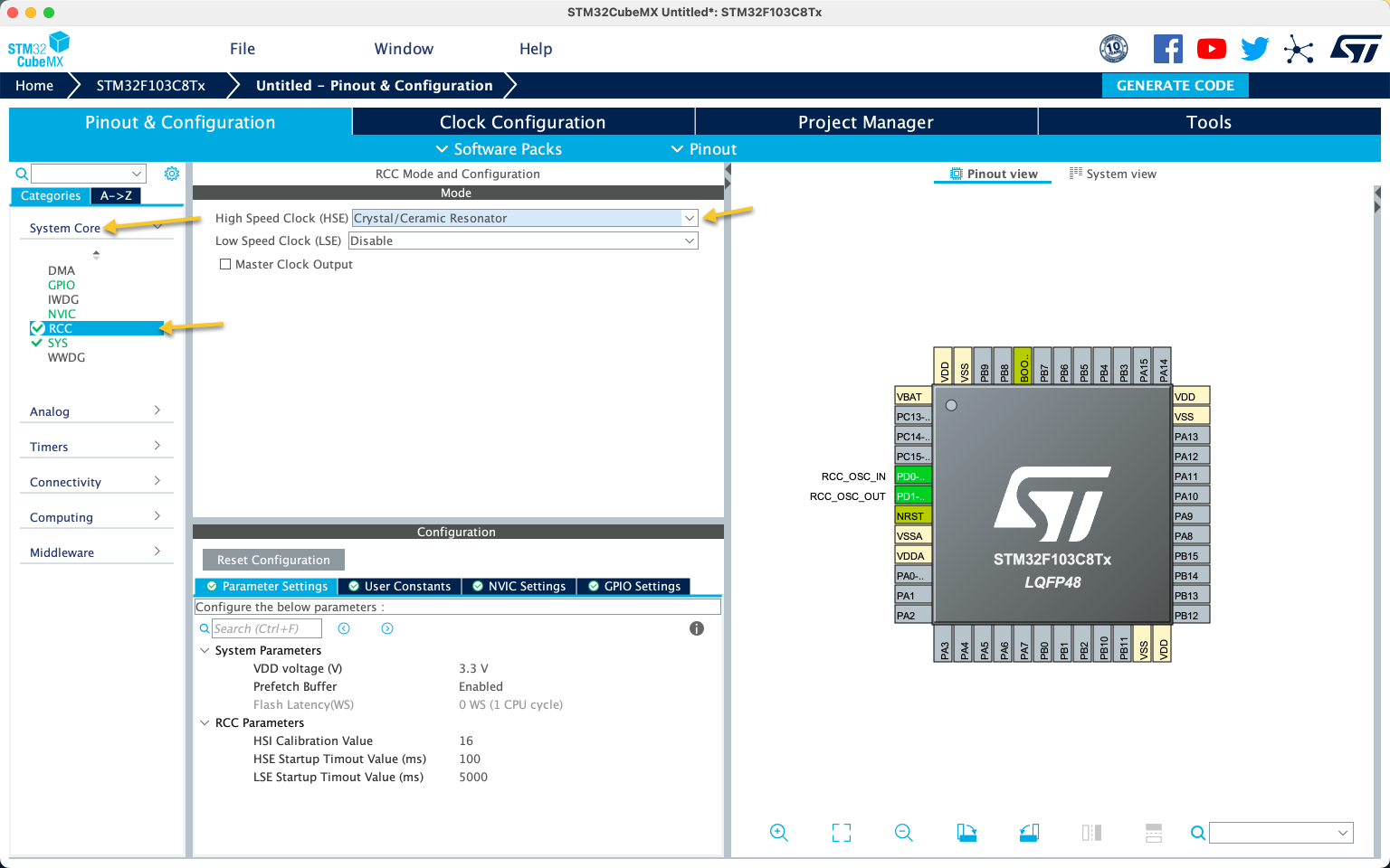 Getting Started with STM32F103: Pushing CPU to 72MHz – EmbeddedExpertIO