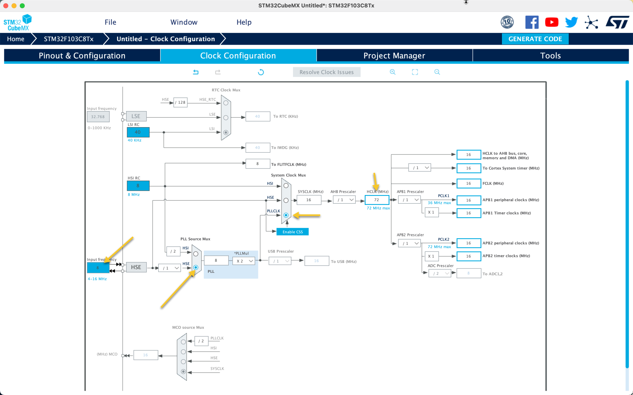 Getting Started with STM32F103: Pushing CPU to 72MHz – EmbeddedExpertIO