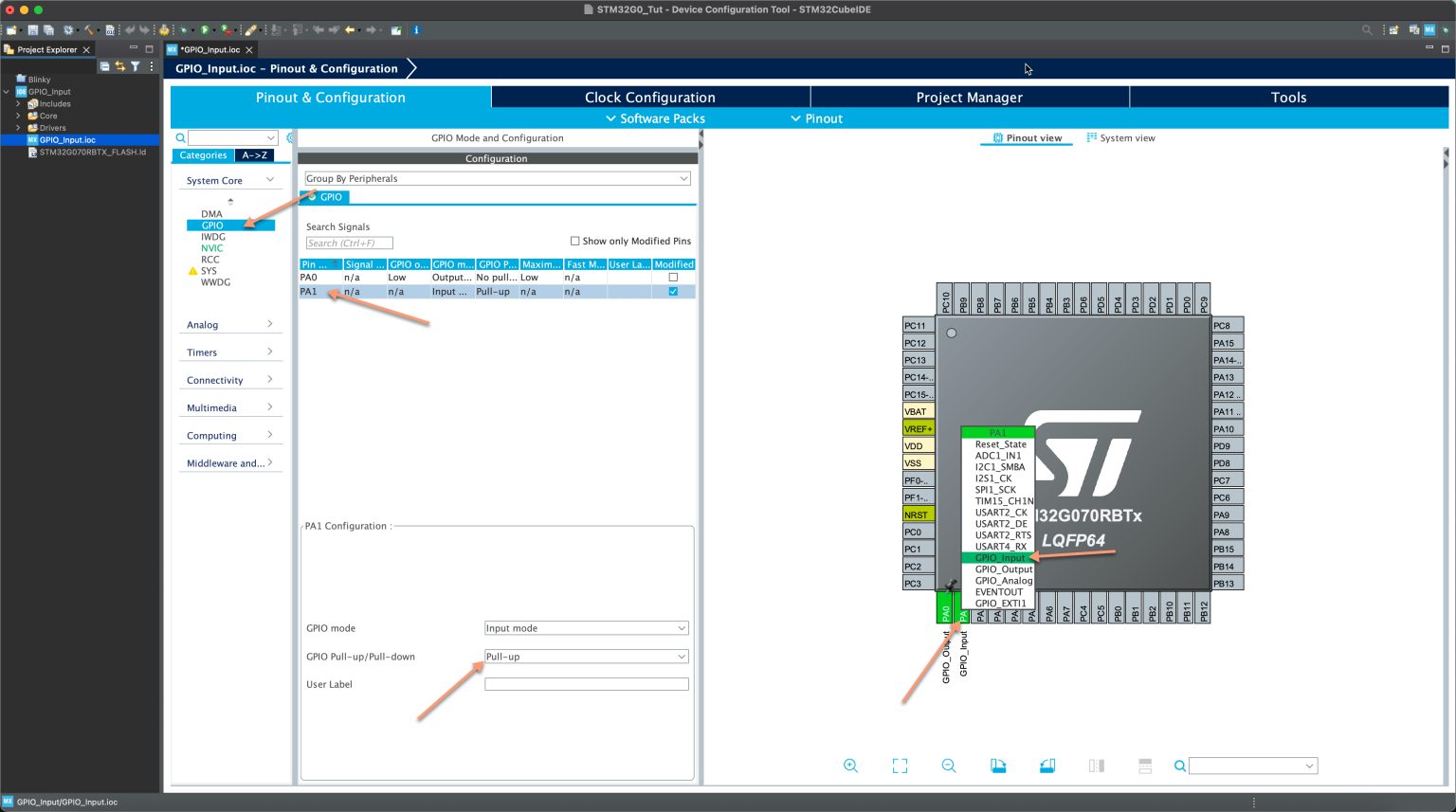 Getting Started With Stm32g0 And Stm32cubeide Gpio Input Embeddedexpertio 2502