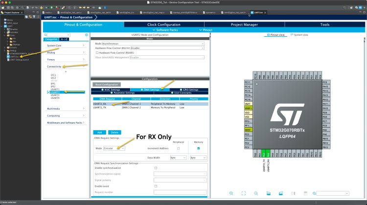 Getting Started with STM32G0 and STM32CubeIDE: UART Full Duplex DMA – EmbeddedExpertIO