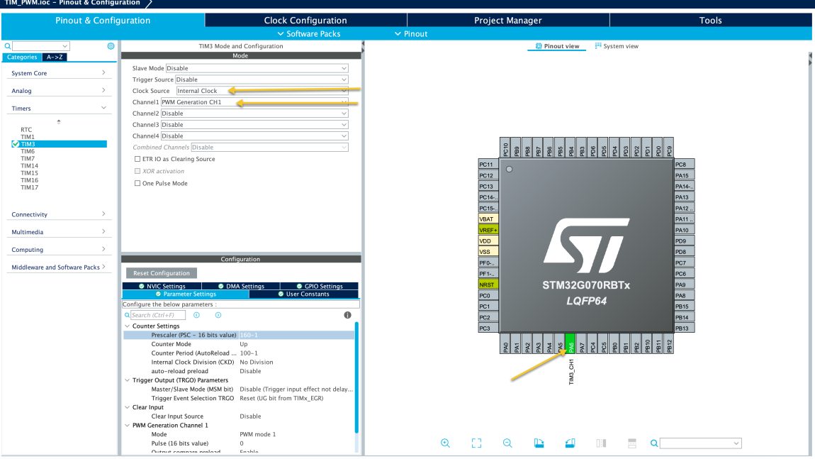 Getting Started with STM32G0 and STM32CubeIDE: Timer in PWM Mode – EmbeddedExpertIO