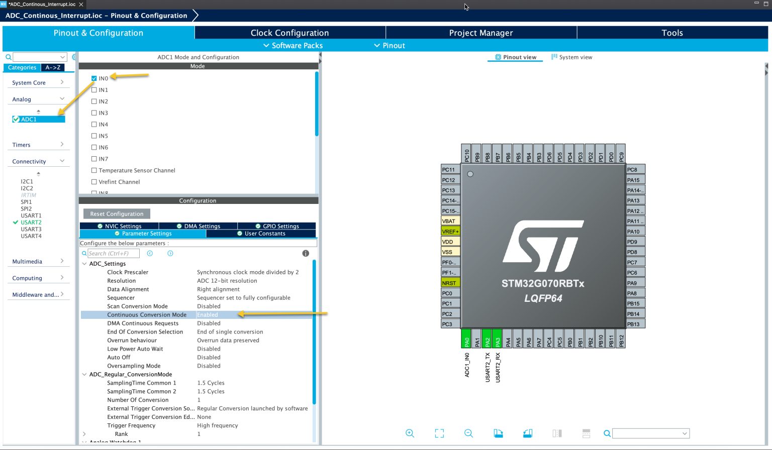 Getting Started with STM32G0 and STM32CubeIDE: ADC Continuous Interrupt Mode – EmbeddedExpertIO