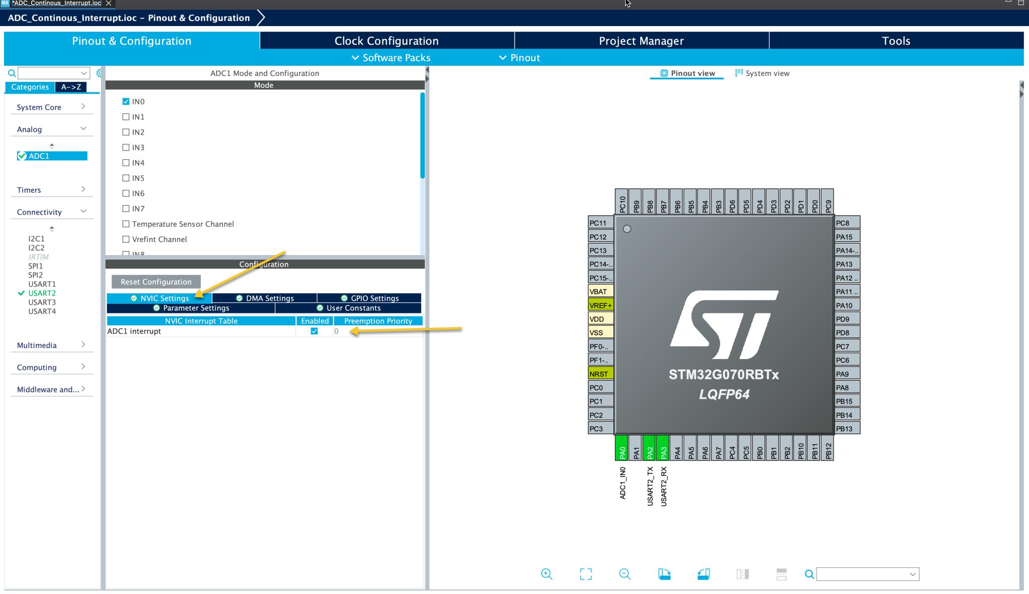 Getting Started With Stm32g0 And Stm32cubeide Adc Continuous Interrupt 0418