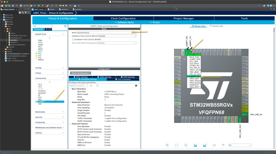Getting Started with STM32WB55: UART Transmit – EmbeddedExpertIO