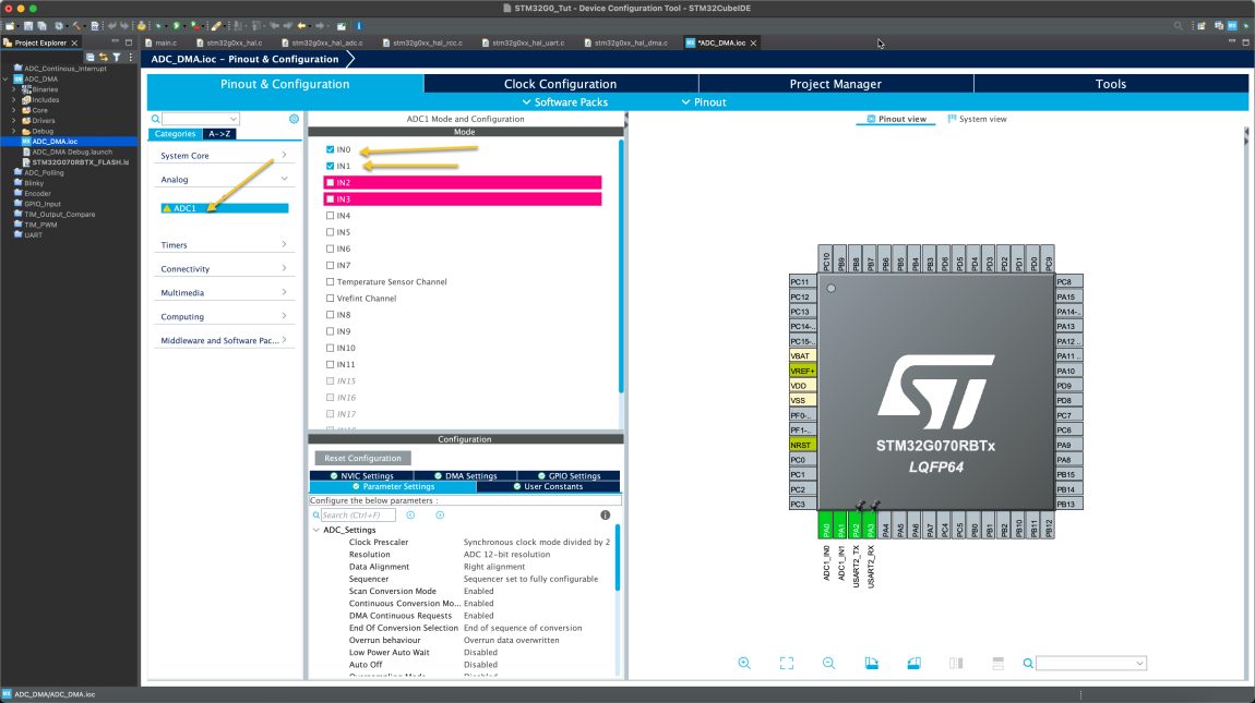 Getting Started with STM32G0 and STM32CubeIDE: Multi-channel ADC with DMA and Timer ...