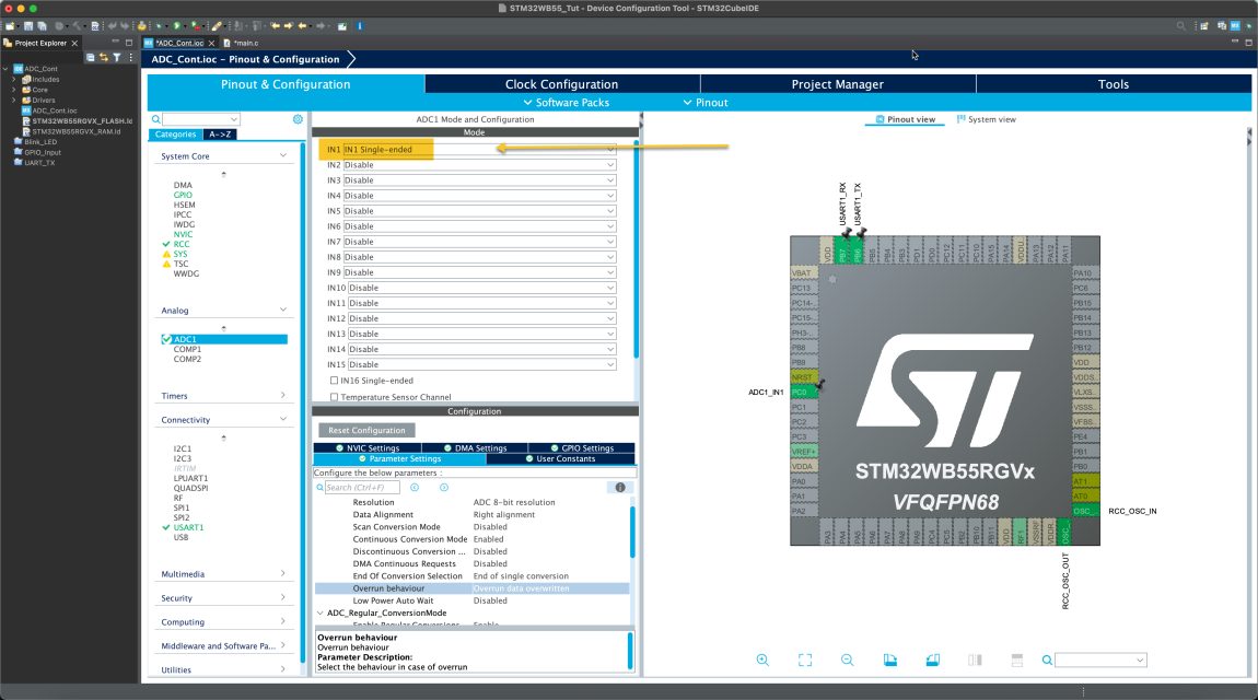 Getting Started with STM32WB55: ADC Continuous Conversion ...