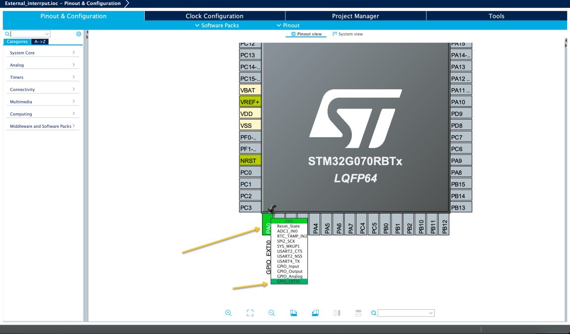 Getting Started with STM32G0 and STM32CubeIDE: External Interrupt – EmbeddedExpertIO