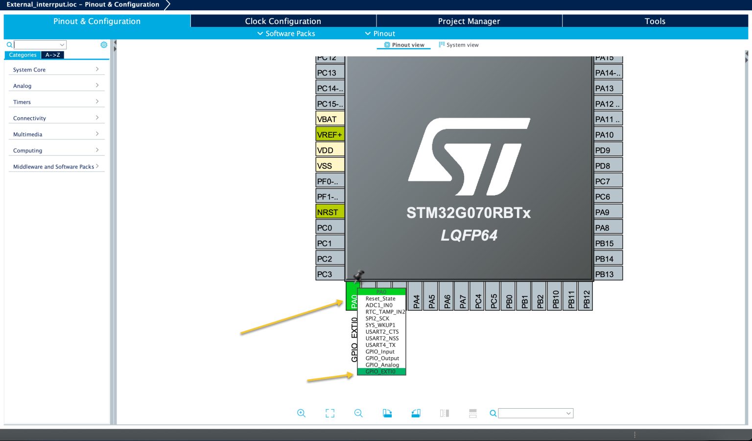 Getting Started with STM32G0 and STM32CubeIDE: External Interrupt – EmbeddedExpertIO