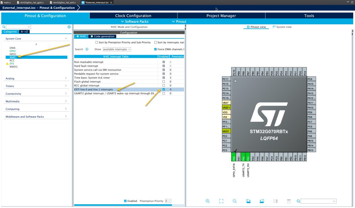 Getting Started with STM32G0 and STM32CubeIDE: External Interrupt – EmbeddedExpertIO