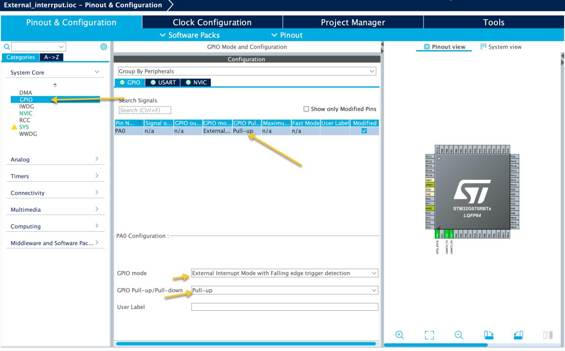 Getting Started With Stm32g0 And Stm32cubeide External Interrupt