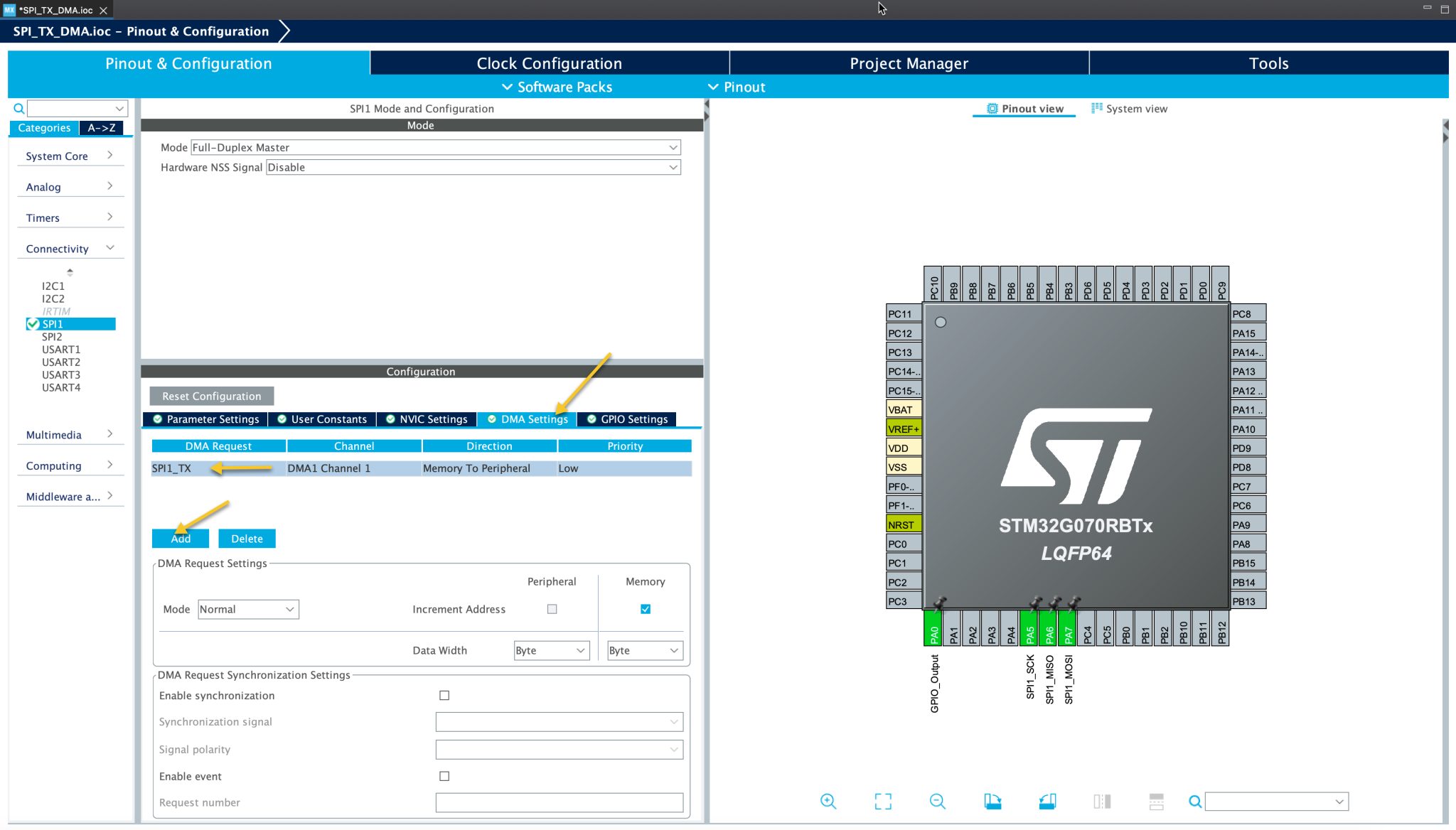 Getting Started With Stm32g0 And Stm32cubeide Spi Tx Dma