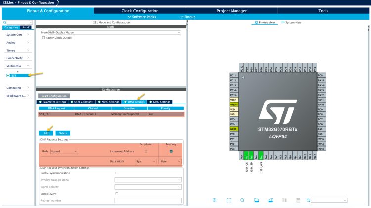 Getting Started with STM32G0 and STM32CubeIDE : I2S in DMA mode – EmbeddedExpertIO