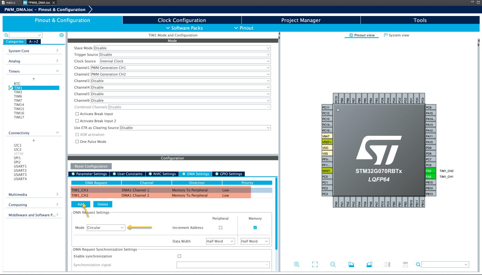 Getting Started with STM32G0 and STM32CubeIDE: Update Duty Cycle using DMA – EmbeddedExpertIO
