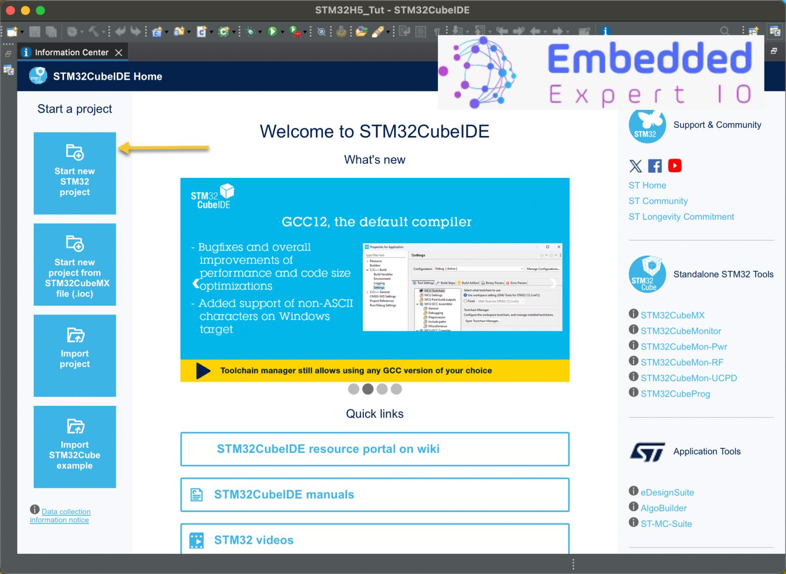 Getting Started with STM32H5 ARM Cortex M33: Blinking LED – EmbeddedExpertIO