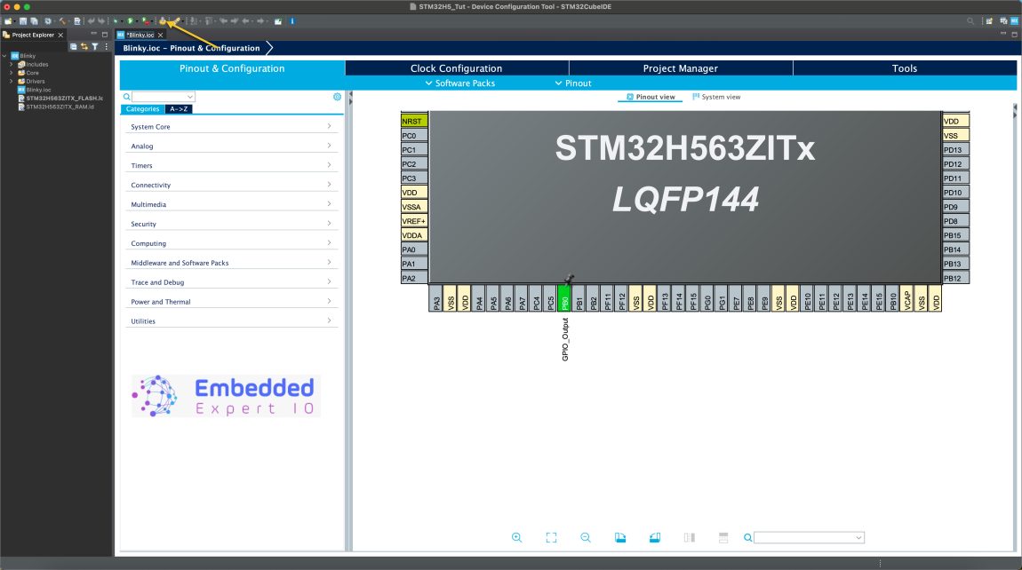 Getting Started With Stm32h5 Arm Cortex M33 Gpio Input Embeddedexpertio