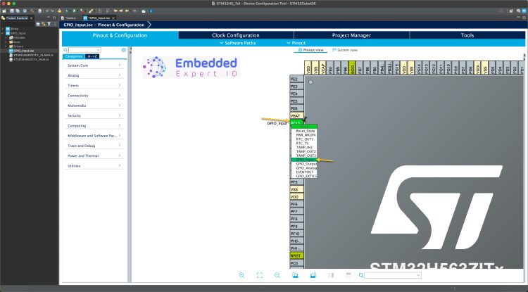 Getting Started With Stm32h5 Arm Cortex M33 Gpio Input Embeddedexpertio