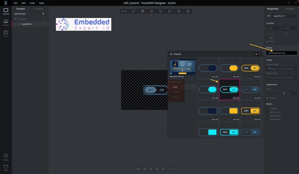 Getting Started with TouchGFX: LED Control – EmbeddedExpertIO