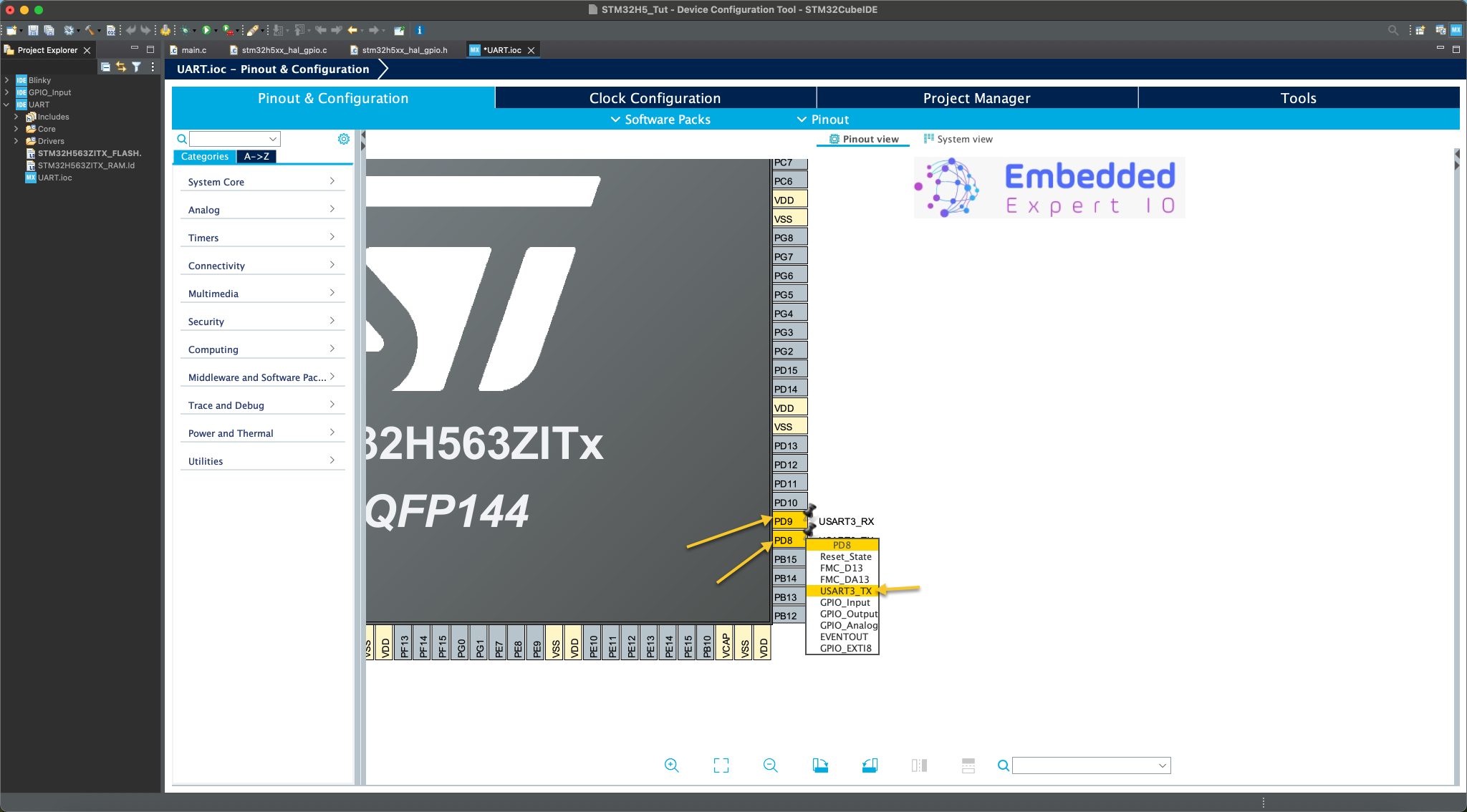 Getting Started with STM32H5 ARM Cortex M33: UART TX in DMA – EmbeddedExpertIO