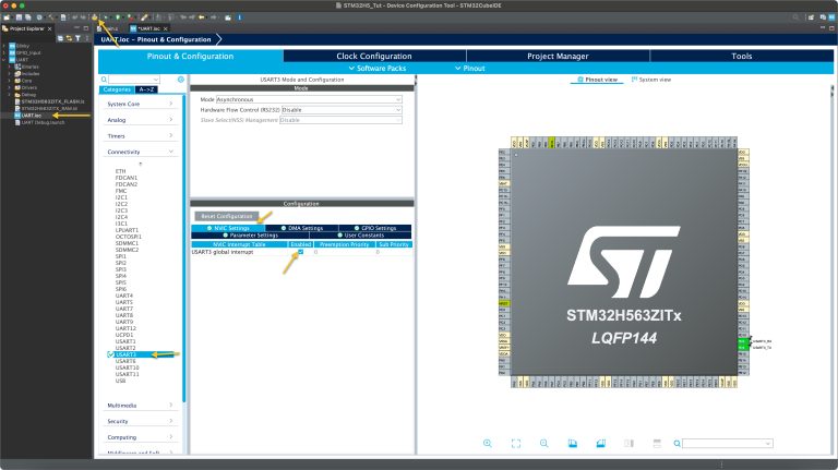 Getting Started with STM32H5 ARM Cortex M33: UART TX in DMA – EmbeddedExpertIO