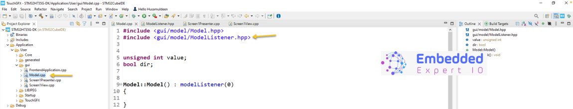 Getting Started with TouchGFX: Send Data to UI – EmbeddedExpertIO