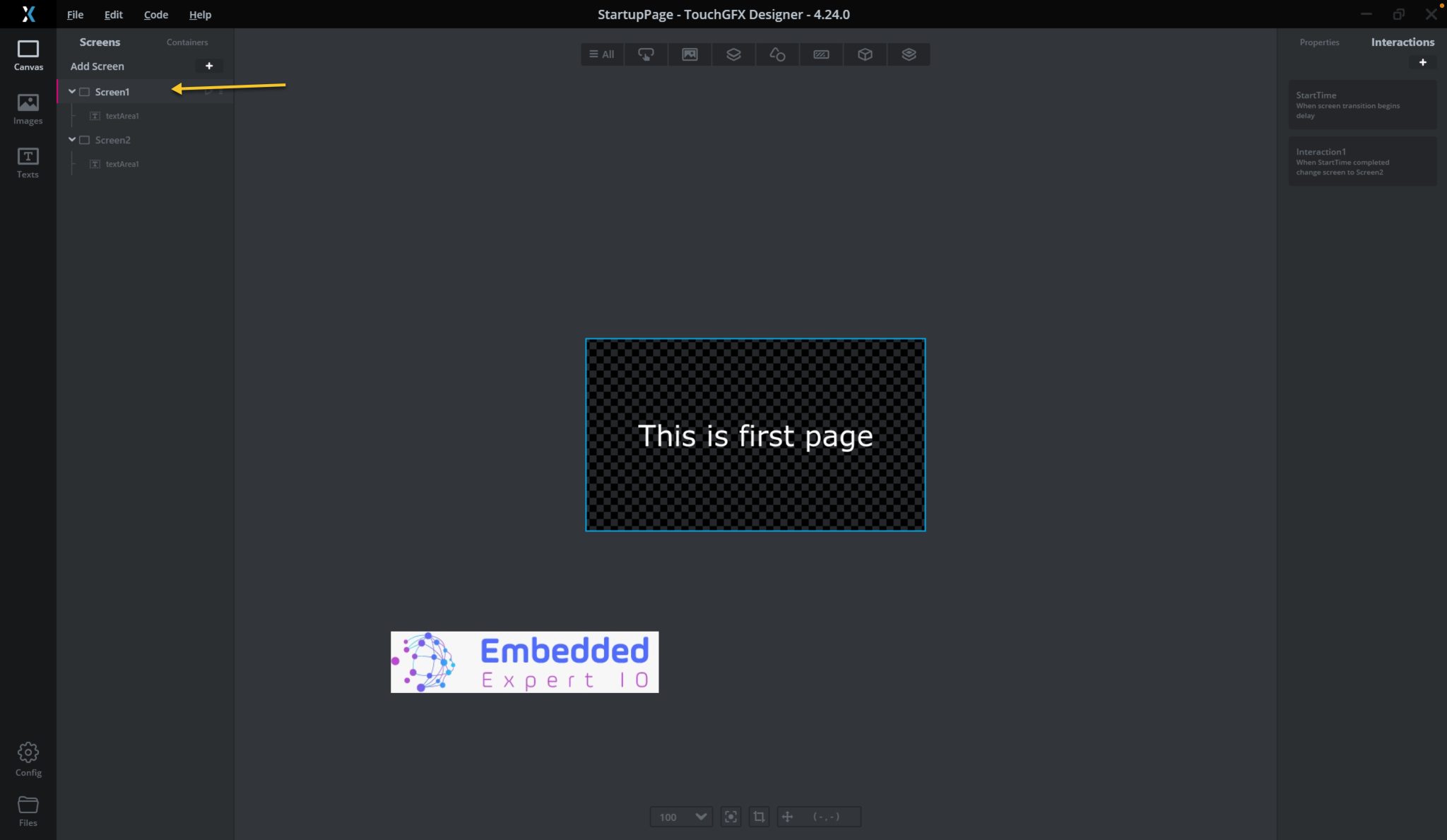 Getting Started with TouchGFX: Startup Screen – EmbeddedExpertIO