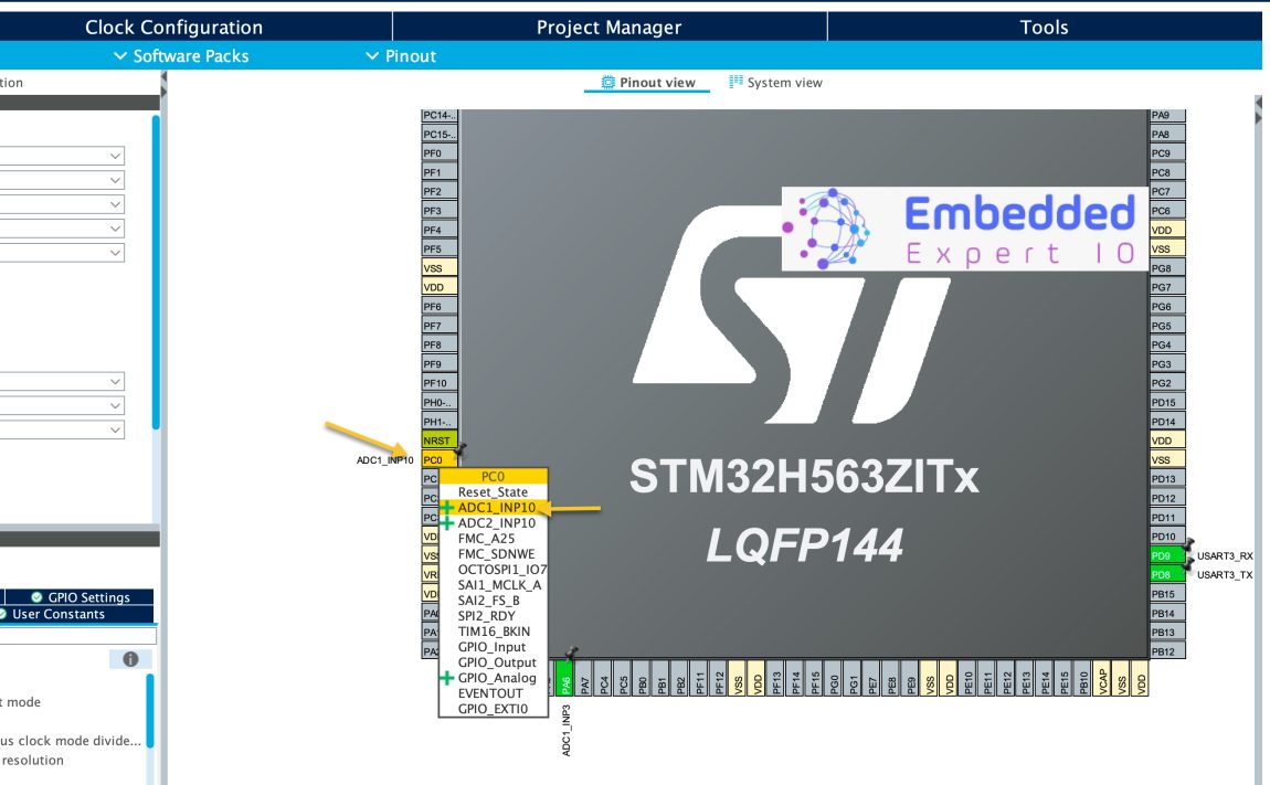 Getting Started with STM32H5 ARM Cortex M33: ADC Multi Channel Continuous Conversion with DMA ...
