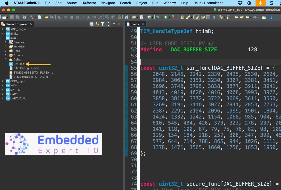 Getting Started With Stm32h5 Arm Cortex M33 Dac With Dma And Timer