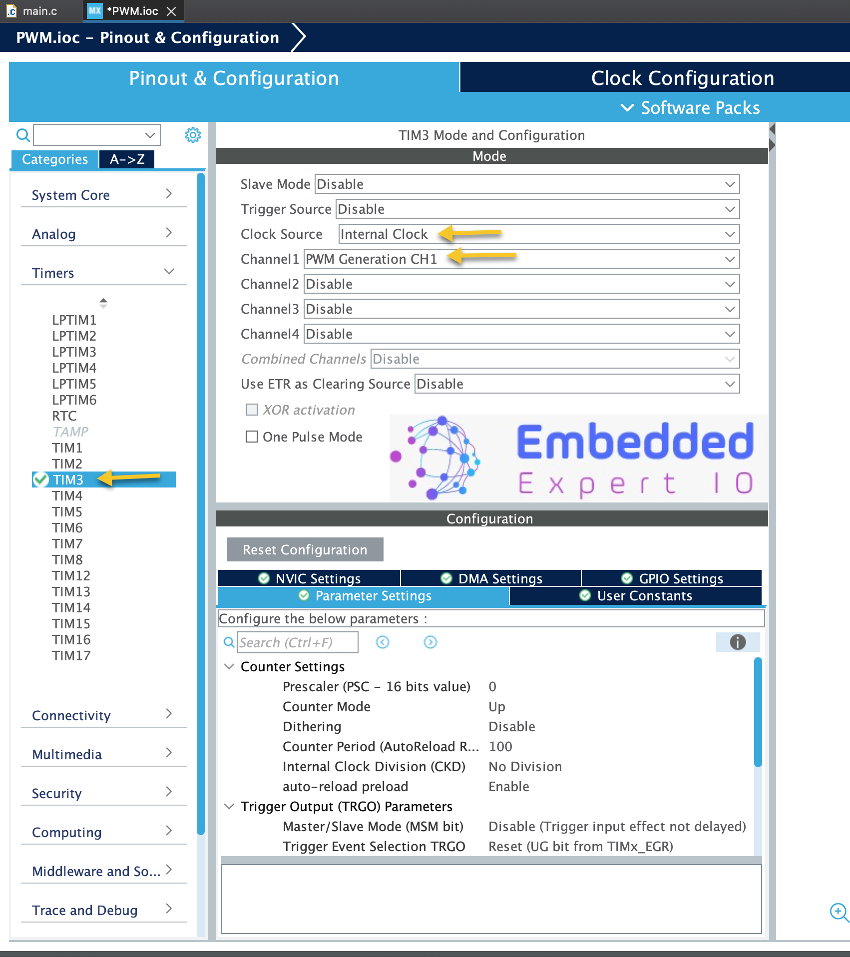 Getting Started With Stm32h5 Arm Cortex M33 Timer In Pwm Mode Embeddedexpertio