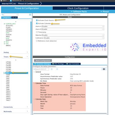 Getting Started with STM32H5 ARM Cortex M33: Internal RTC ...