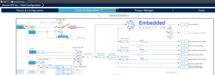 Getting Started with STM32H5 ARM Cortex M33: Internal RTC – EmbeddedExpertIO