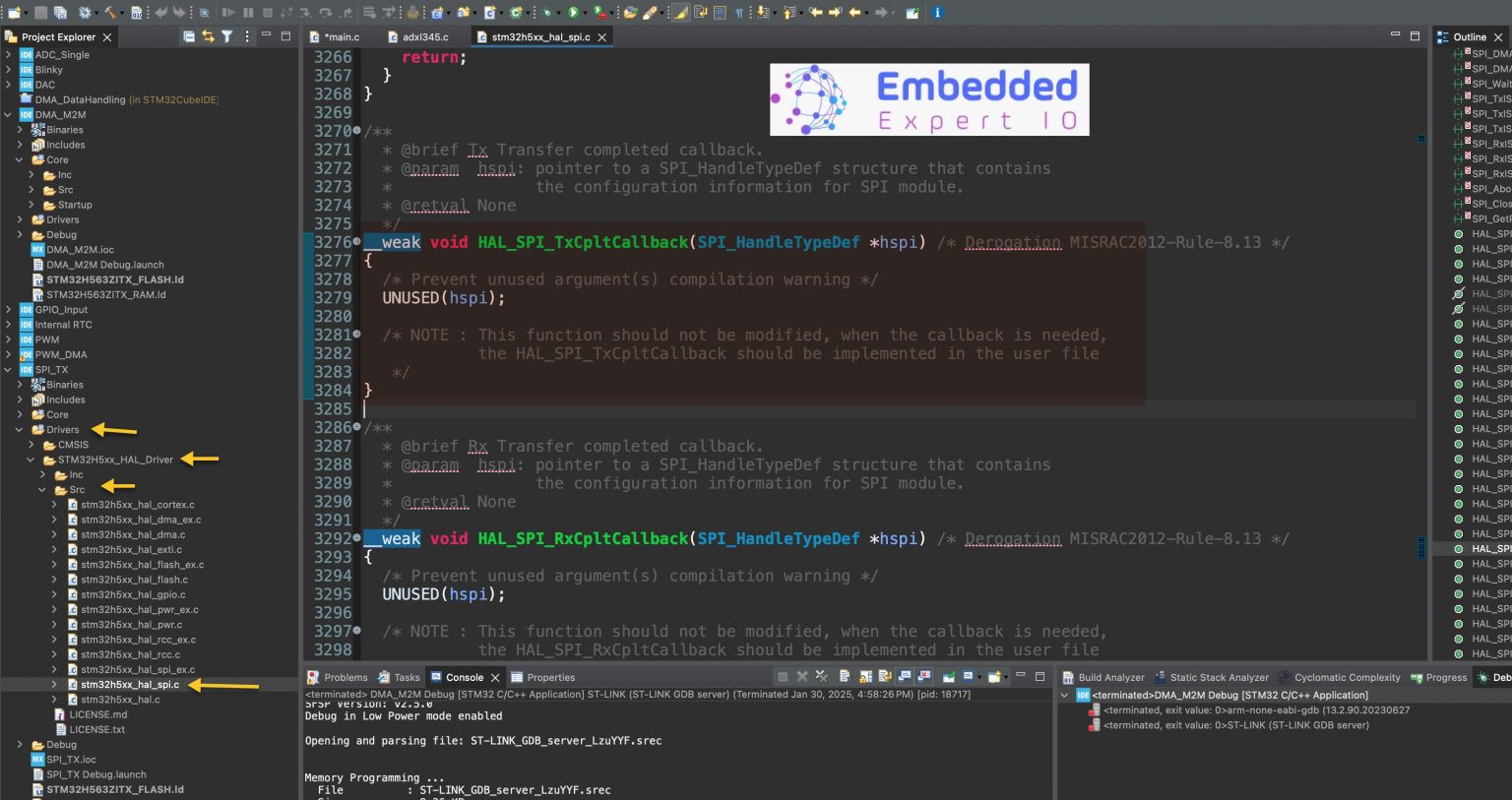 Getting Started with STM32H5 ARM Cortex M33: SPI in TX with DMA – EmbeddedExpertIO