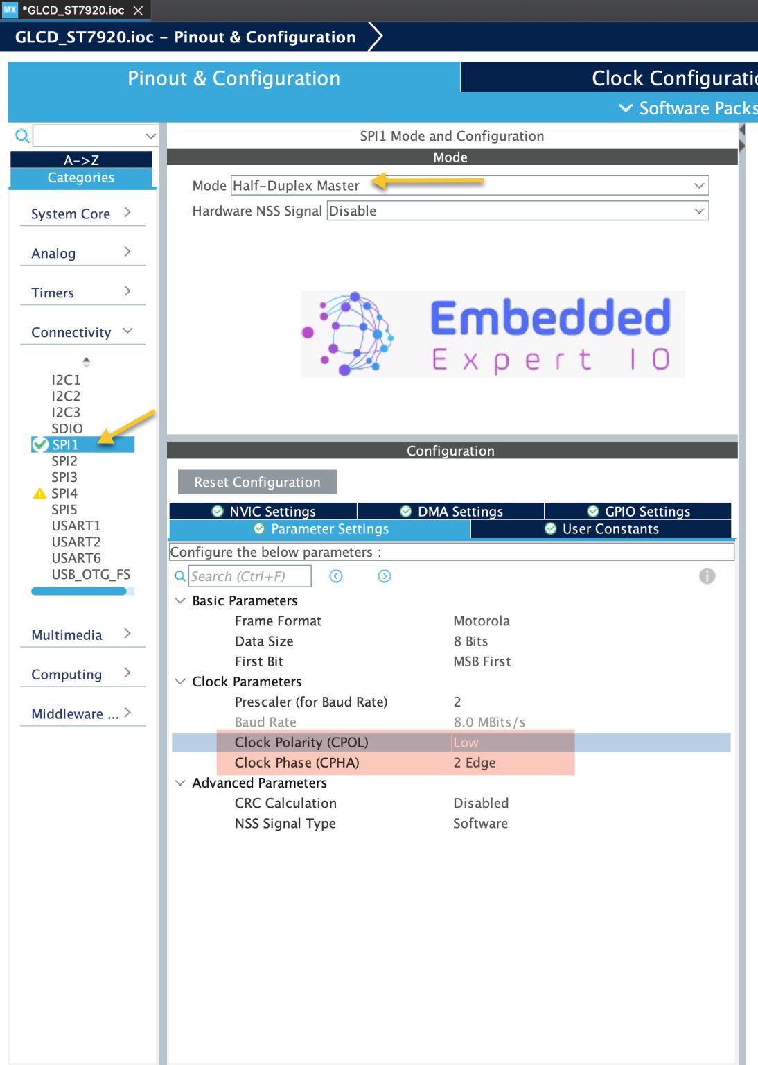 Interfacing the 128×64 ST7920 GLCD with STM32F4 via SPI – Part 1: Introduction, Connection, and ...