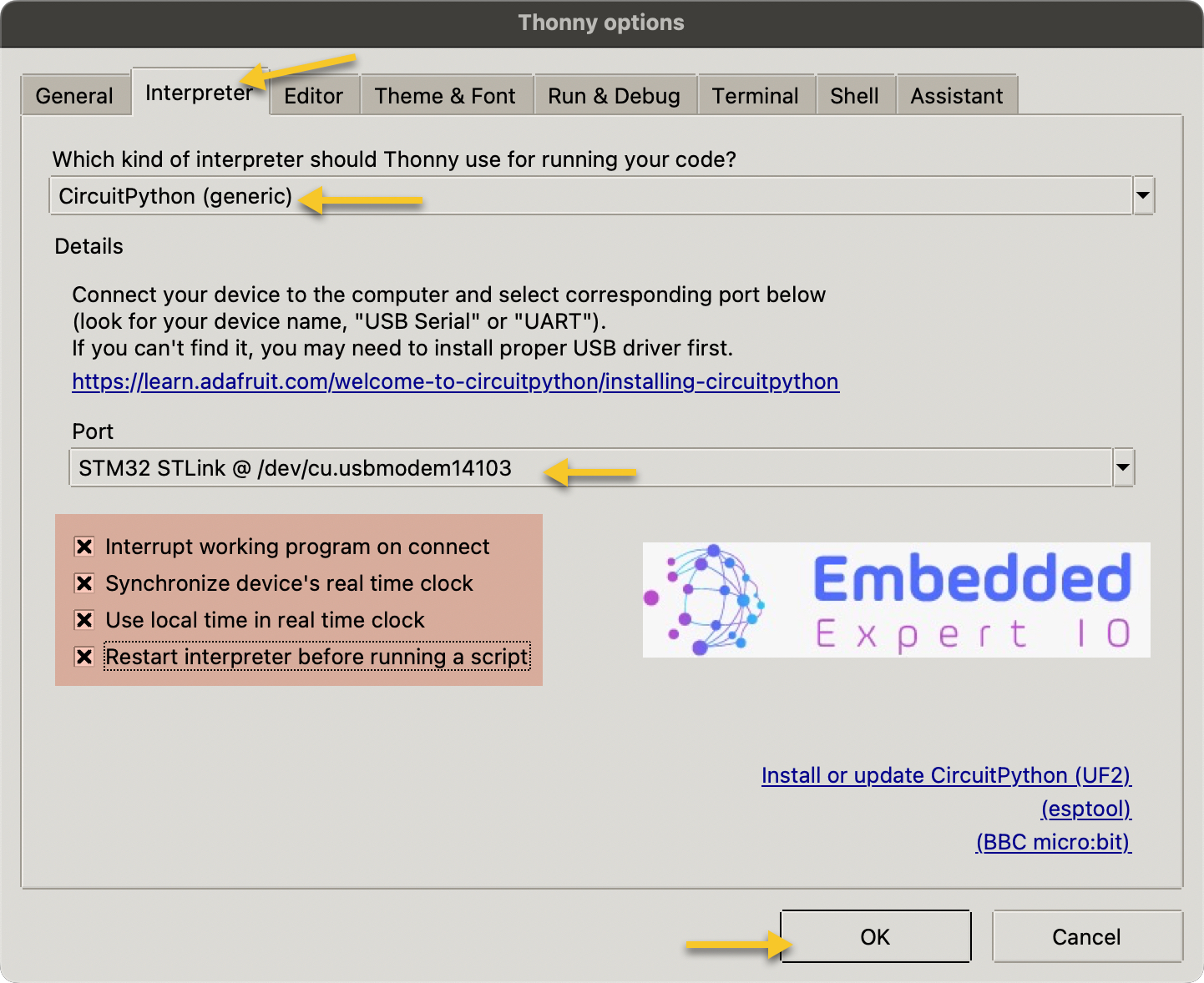 Using Micropython for STM32F411: Blinking LED – EmbeddedExpertIO