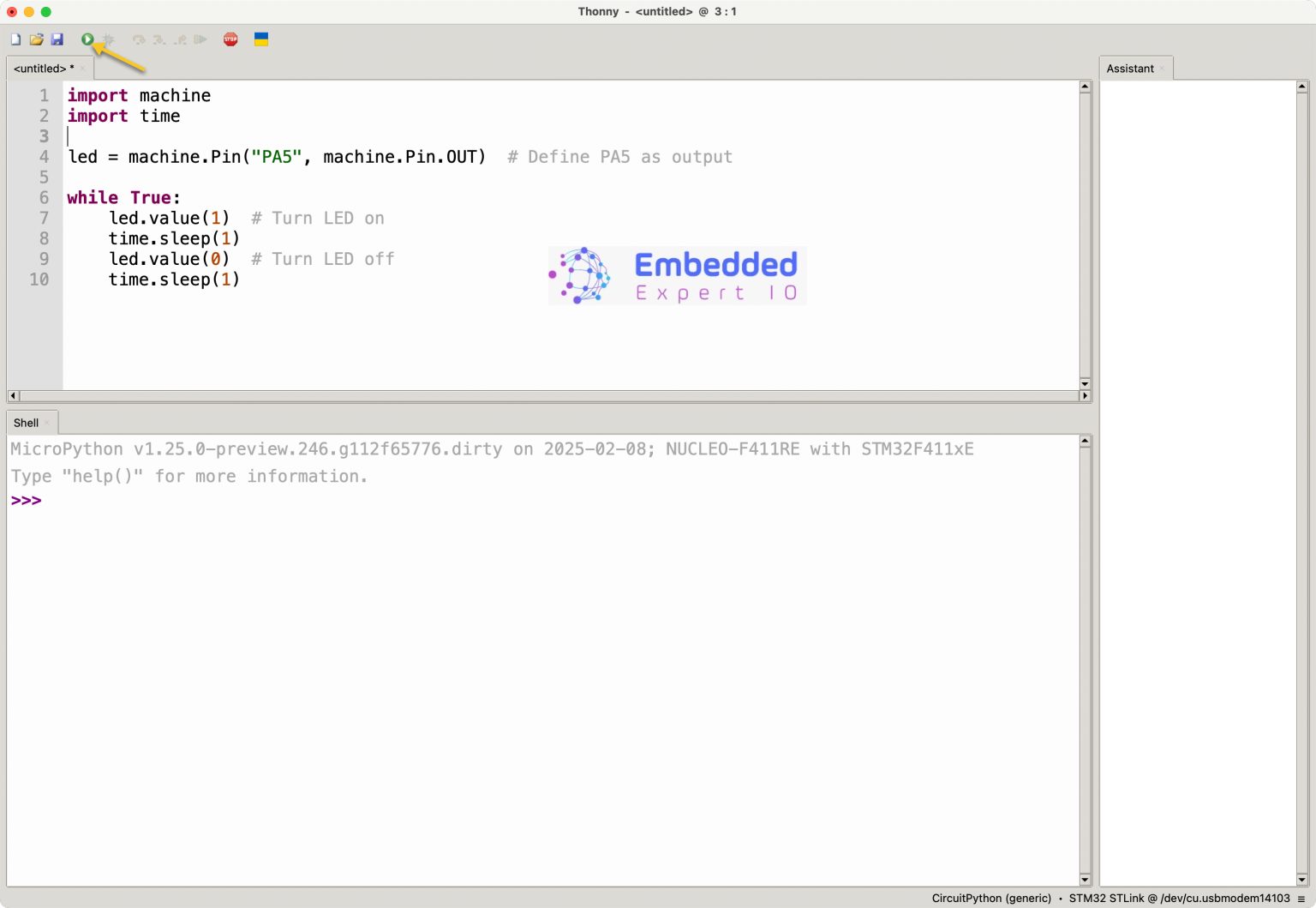 Using Micropython For Stm32f411 Gpio Input Embeddedexpertio