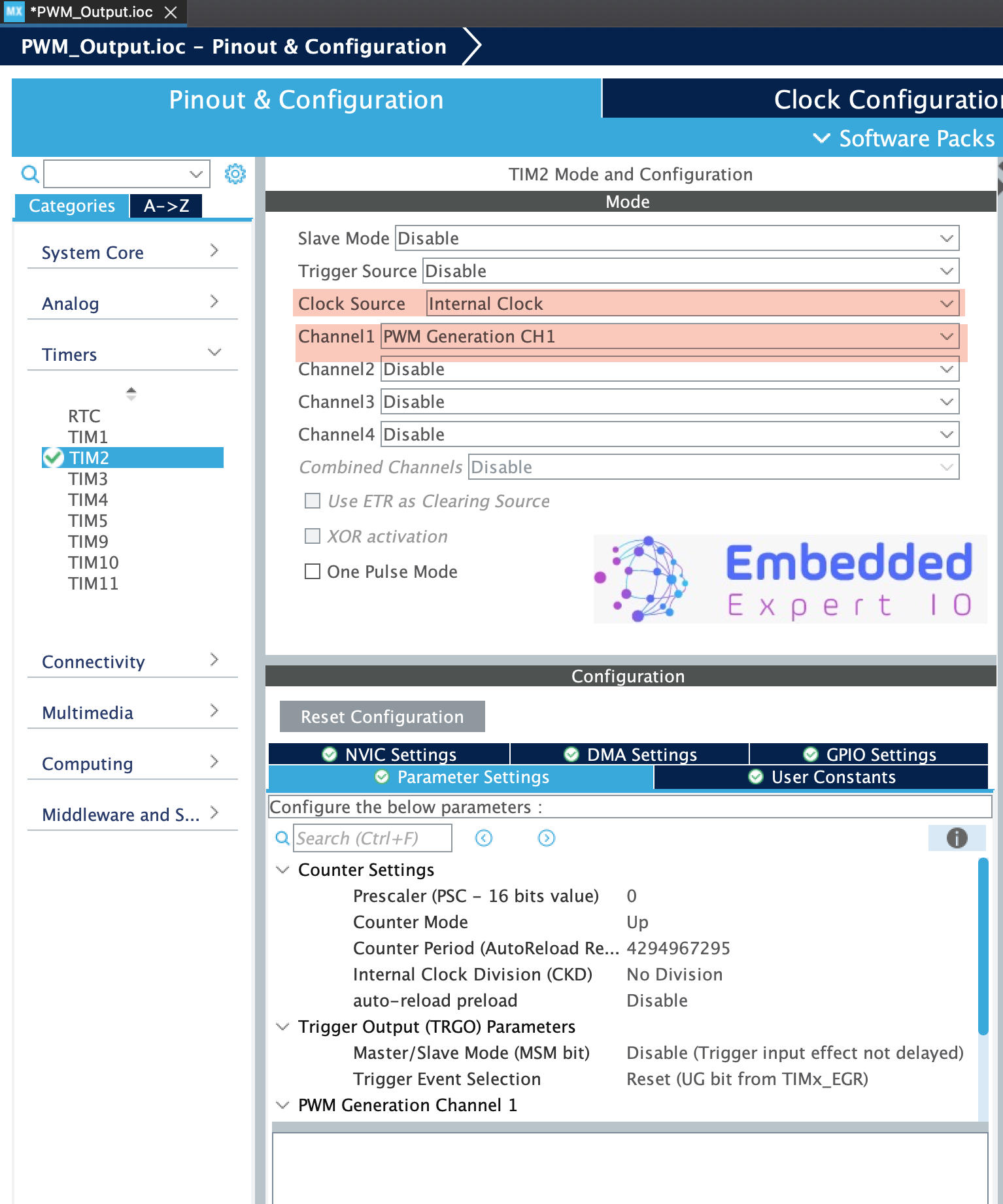 Stm32 Timers Applications Pwm Output Embeddedexpertio