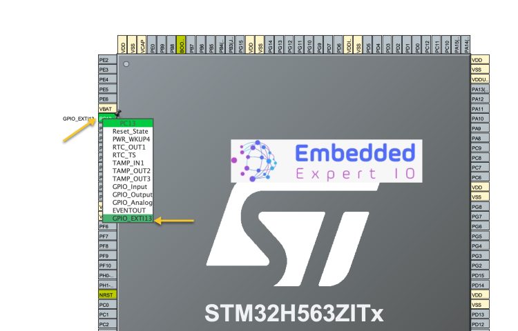 Getting Started with STM32H5 ARM Cortex M33: External Interrupt – EmbeddedExpertIO