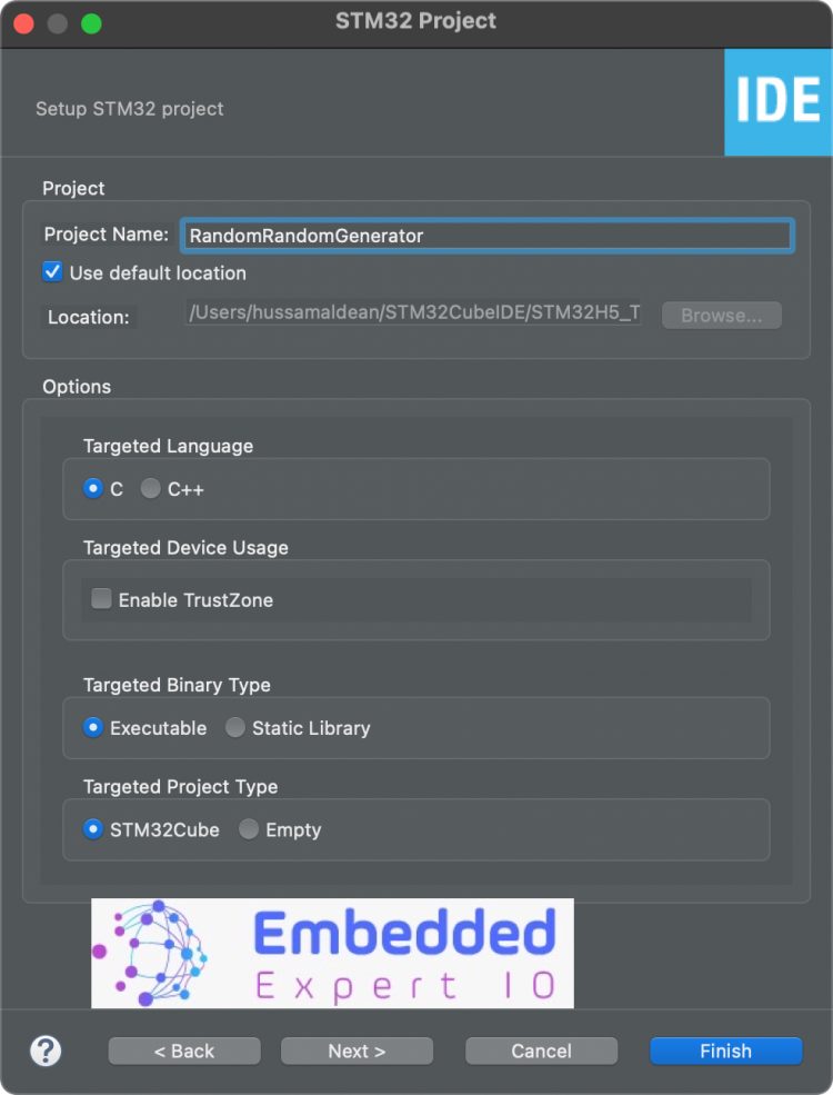 Getting Started with STM32H5 ARM Cortex M33: Random Number Generator – EmbeddedExpertIO