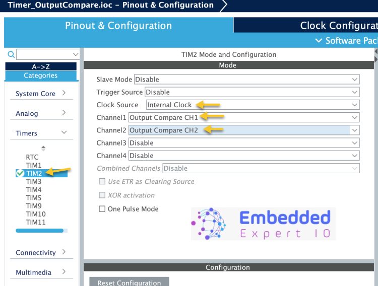 STM32 Timers Applications: Output Compare Mode – EmbeddedExpertIO