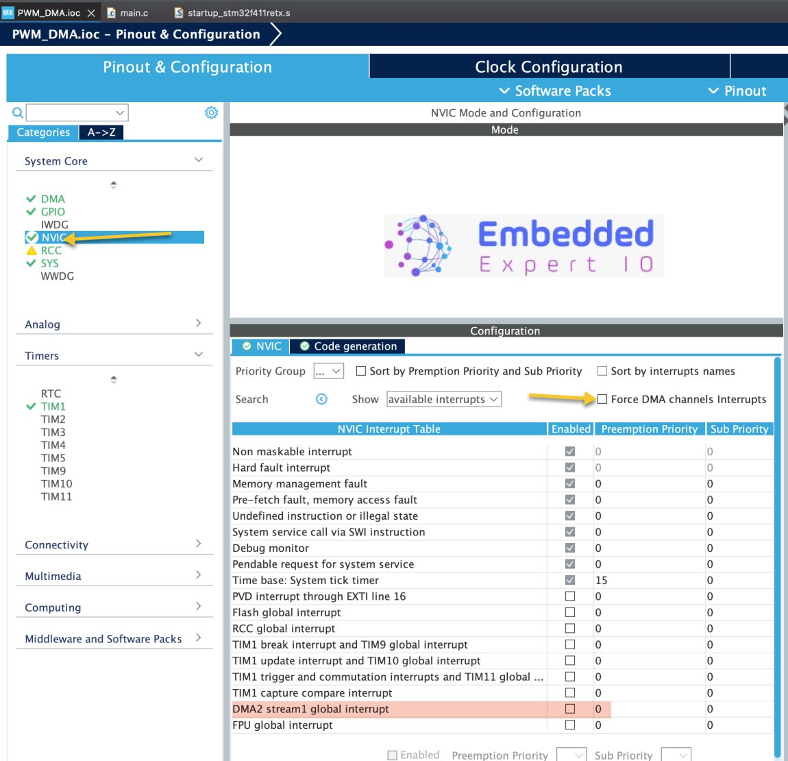 STM32 Timers Applications: PWM Output Using DMA – EmbeddedExpertIO