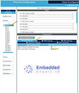 STM32 ADC Application Part 2: Single Conversion using interrupt and DMA – EmbeddedExpertIO