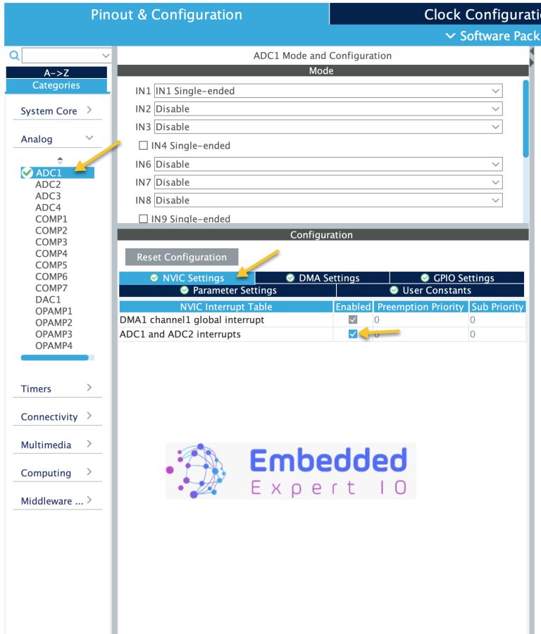 Stm32 Adc Application Part 2 Single Conversion Using Interrupt And Dma Embeddedexpertio