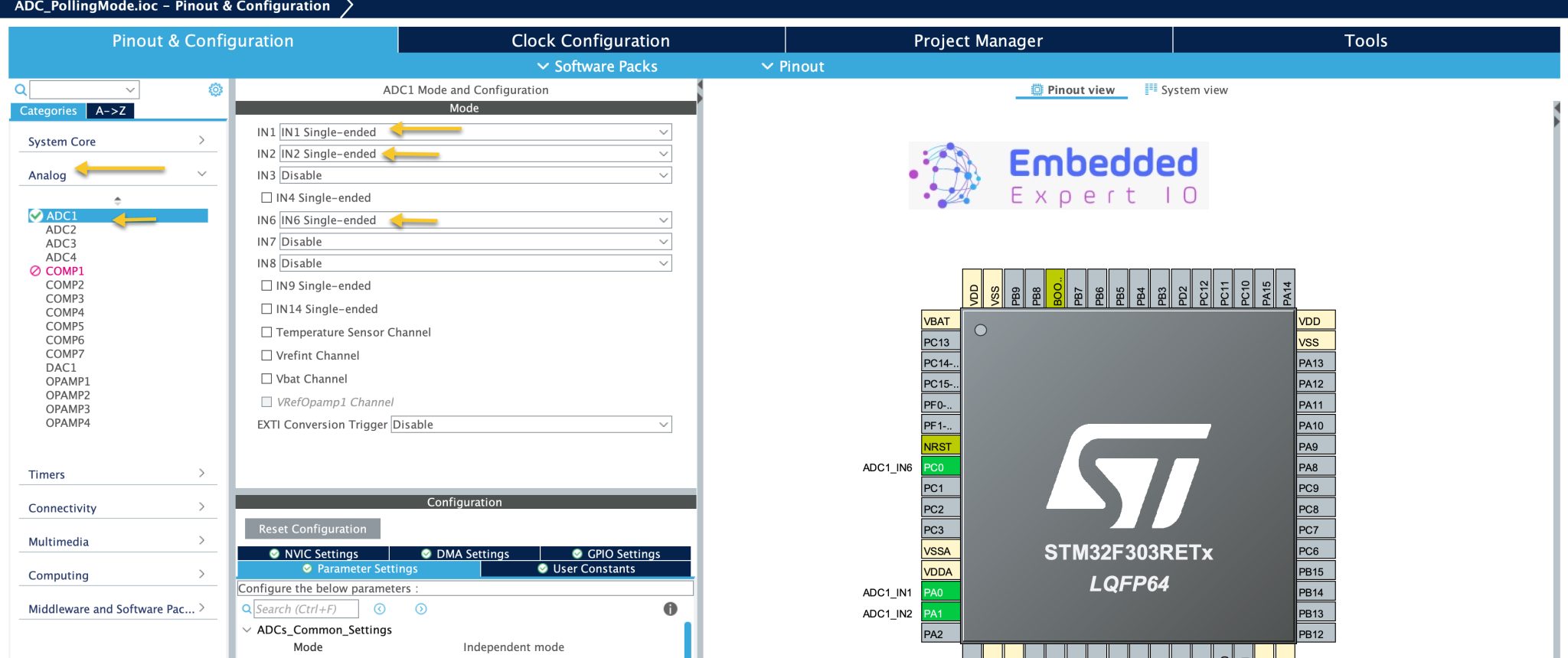 STM32 ADC Application Part 3: Read Multiple Channels Using Polling Mode – EmbeddedExpertIO
