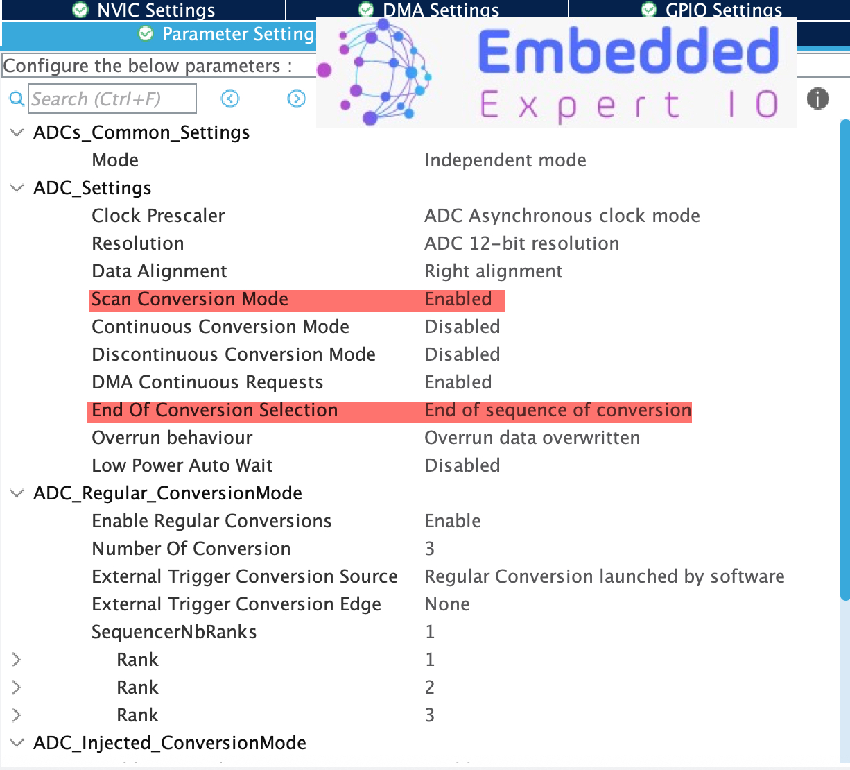 STM32 ADC Application Part 4: Read Multiple Channels Using Interrupt and DMA – EmbeddedExpertIO
