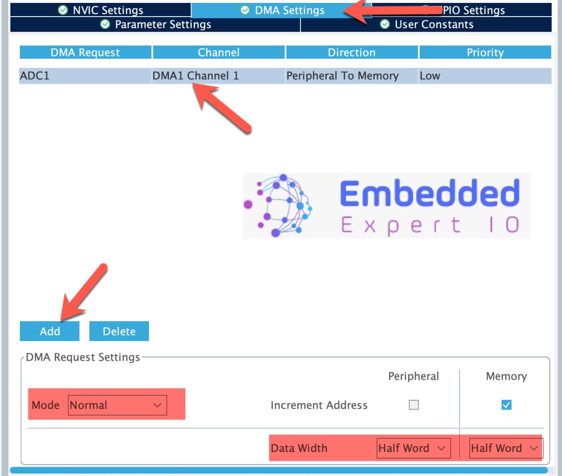 STM32 ADC Application Part 4: Read Multiple Channels Using Interrupt and DMA – EmbeddedExpertIO