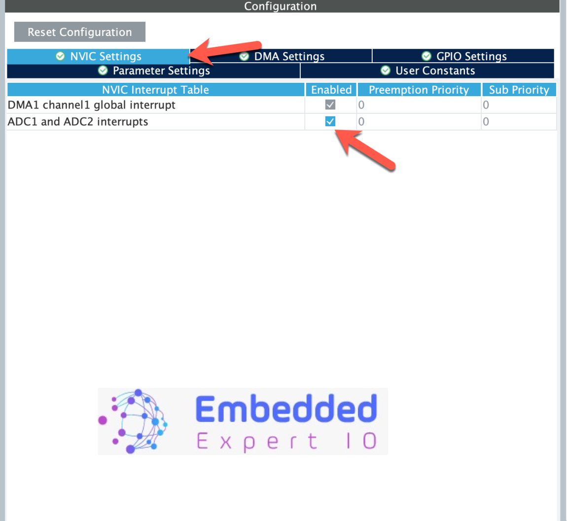 STM32 ADC Application Part 4: Read Multiple Channels Using Interrupt and DMA – EmbeddedExpertIO