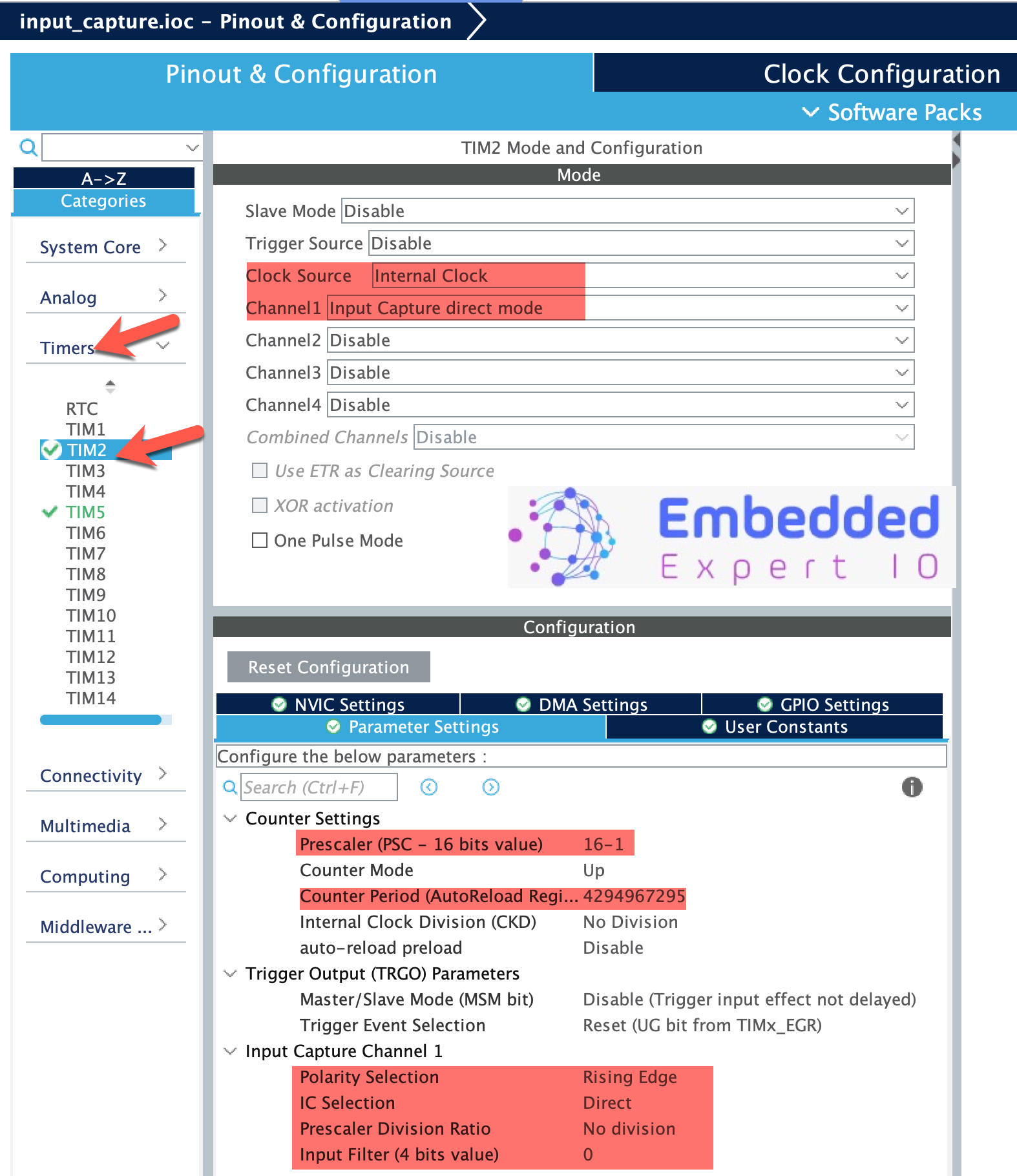 STM32 Timers Applications: Input capture – EmbeddedExpertIO
