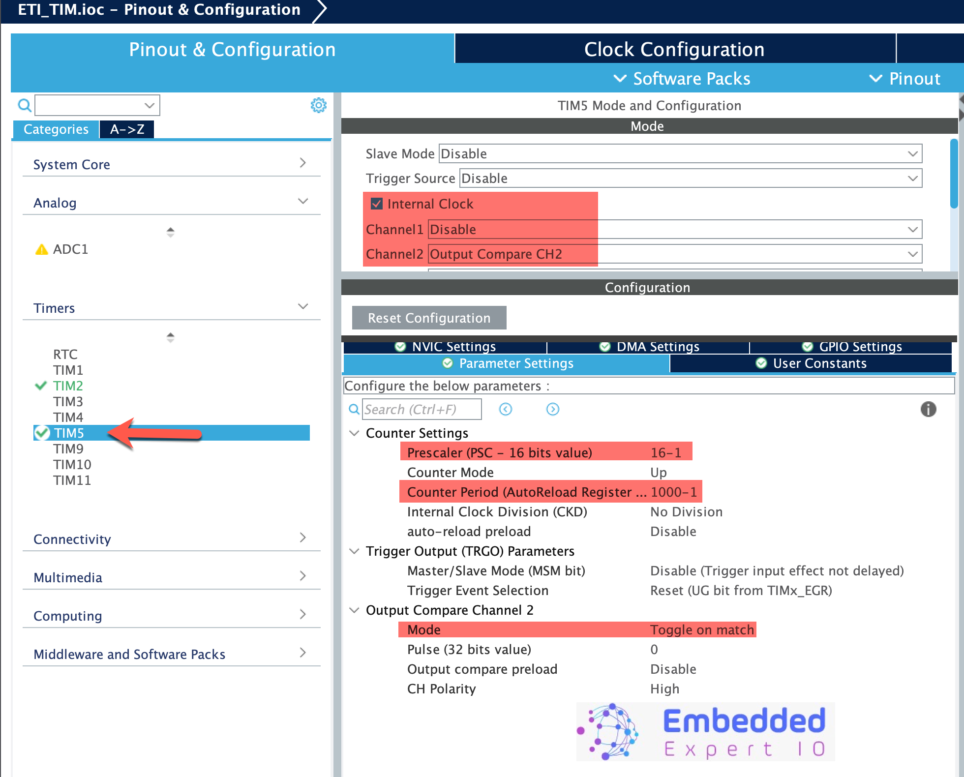 STM32 Timers Applications: External Trigger – EmbeddedExpertIO