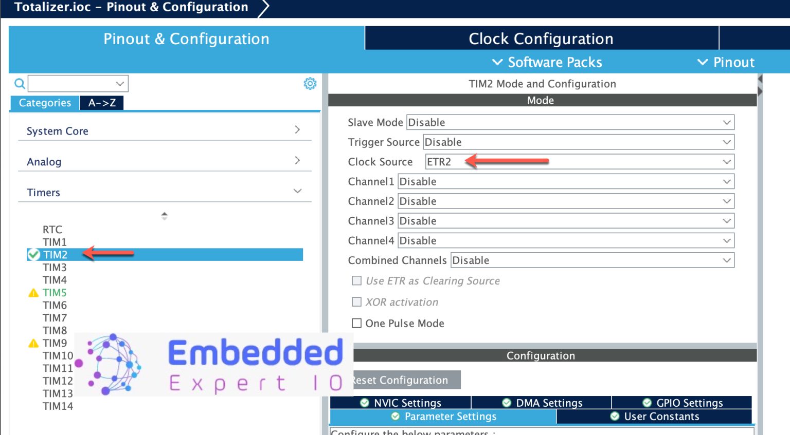 STM32 Timers Applications: External Trigger as Totalizer – EmbeddedExpertIO