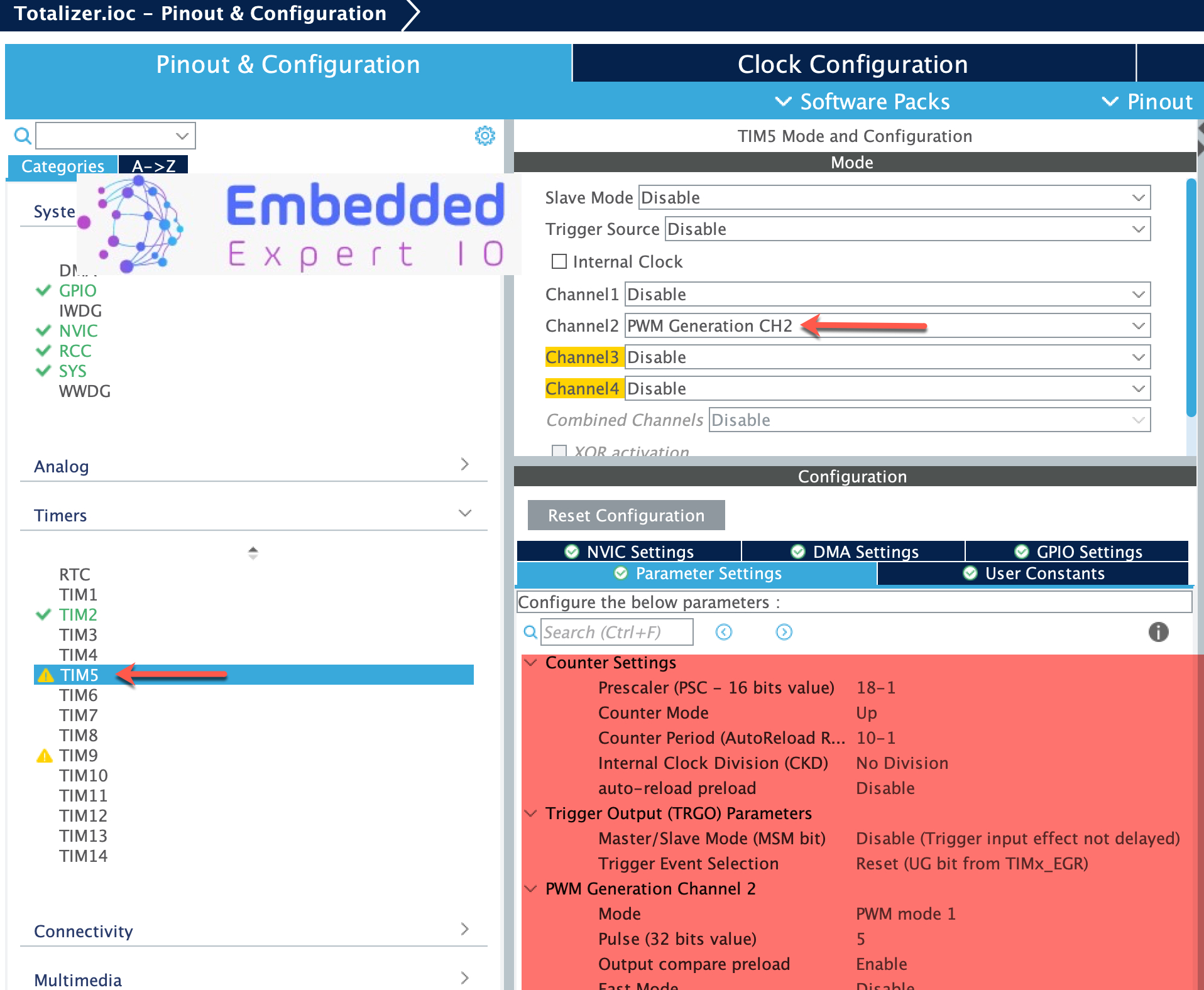 STM32 Timers Applications: External Trigger as Totalizer – EmbeddedExpertIO